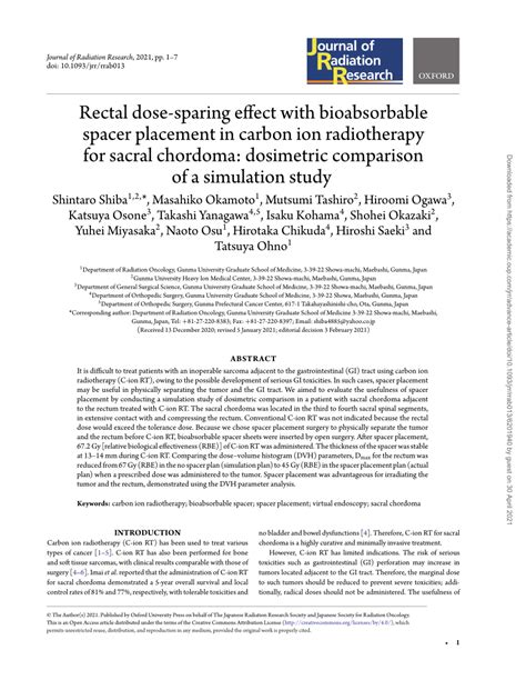 Pdf Rectal Dose Sparing Effect With Bioabsorbable Spacer Placement In