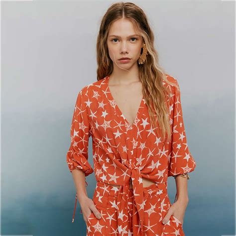 Blusa Estampada Lucidez Laranja Pole Modas