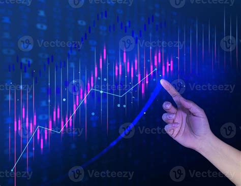 Holographic Graph With Growing Indicators And A Womans Hand Business
