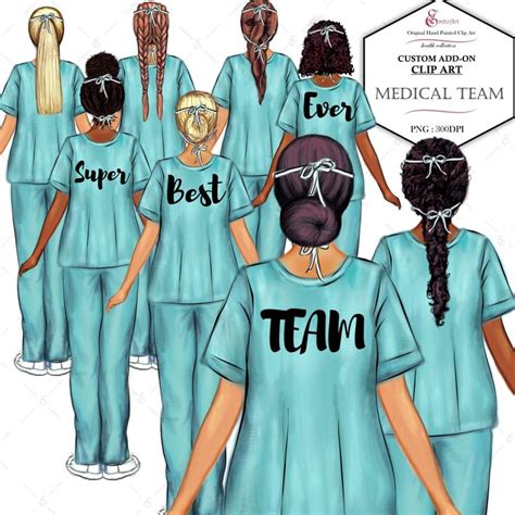 Women In Scrubs Clip Art Kit Nurse Doctor Custom Clipart Nurse Uniform