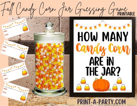 Candy Jar Guessing Game Fall Candy Corn Printable Fall And