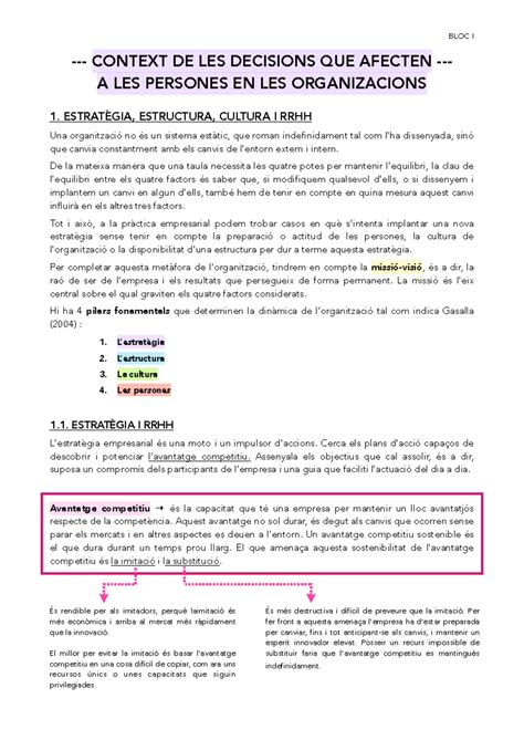 Bloc I Teoría Del Bloque 1 De Rrhh Context De Les Decisions Que Afecten A Les Persones En