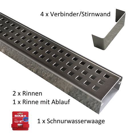 TROBAK Entwässerungsrinne Terrassenrinne Edelstahl 1 Meter superflach