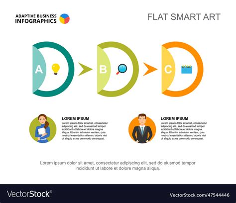 three steps workflow process chart template vector image