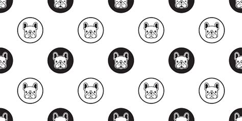 개 완벽 한 패턴 프랑스 불독 벡터 스카프 절연 폴카 도트 만화 타일 배경 반복 벽지 화이트 강아지 뼈다귀에 대한 스톡 벡터 아트 및 기타 이미지 Istock