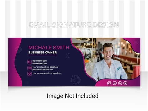 비즈니스 이메일 서명 카드 템플릿 또는 이메일 마케팅 프리미엄 벡터