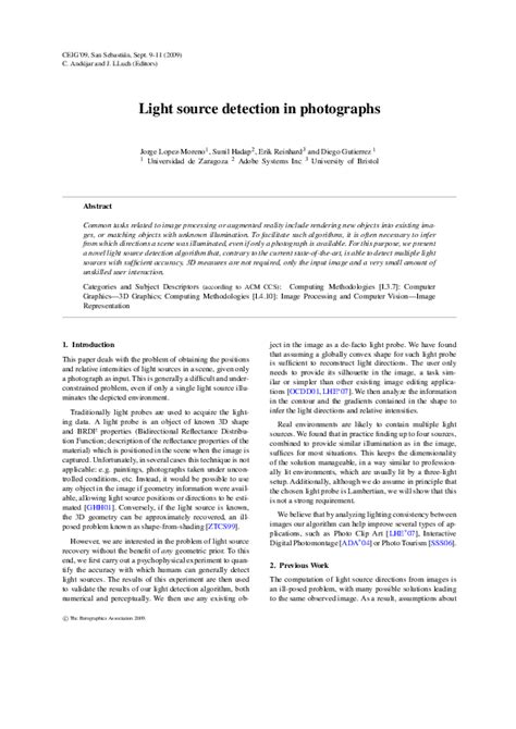 Light Source Detection In Photographs
