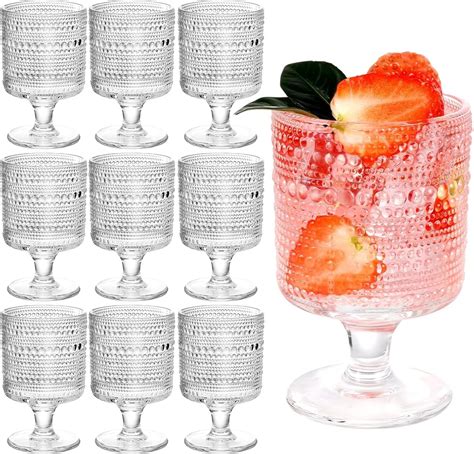 Hobnail Drinking Glasses 8 Oz Vintage Wine Glasses