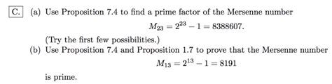 Solved C A Use Proposition 74 To Find A Prime Factor Of