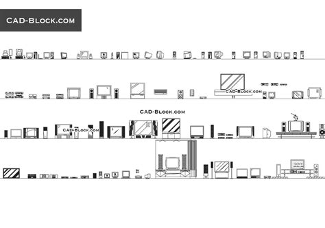 Tv Furniture Cad Blocks Free Autocad File Download Dwg 57 Off