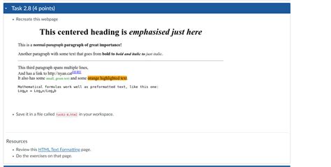 Solved Resources Review This Html Text Formatting Page