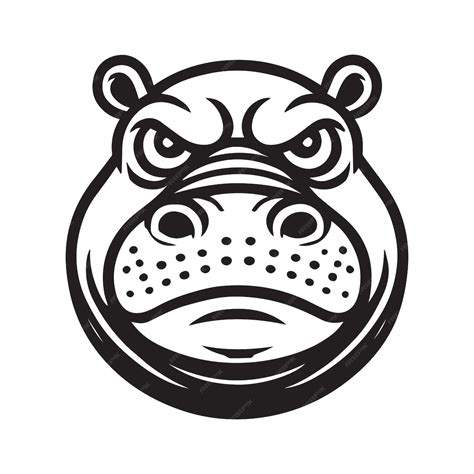 Cara De Hipopótamo Logo Hipopótamo Ilustración De Clipart En Blanco Y