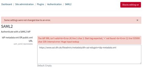 Error While Setting Idp Metadata Url „huge Input Lookup“ · Issue 543