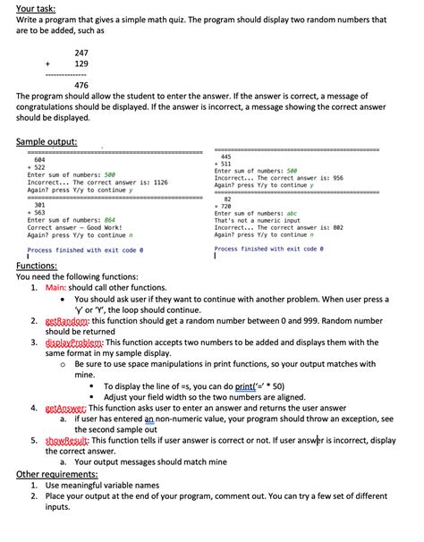 Solved Your Task Write A Program That Gives A Simple Math