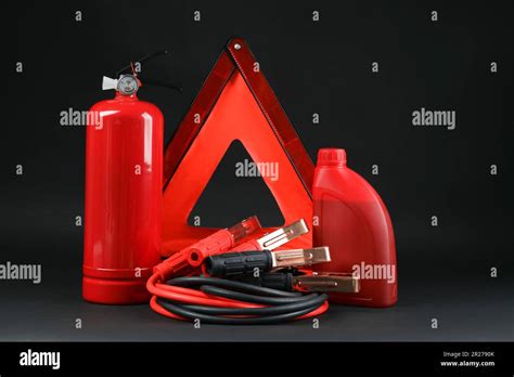 Emergency Warning Triangle Red Fire Extinguisher Battery Jumper