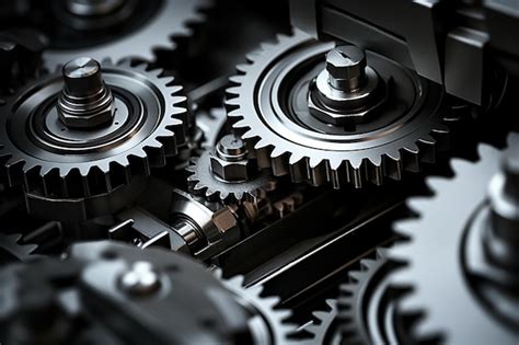 Close Up View Of Machinery Cog Premium Ai Generated Image