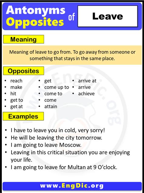 Opposite Of Leave Antonyms Of Leave Example Sentences Engdic