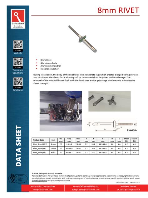 Rivets 8mm Data Sheet Pdf