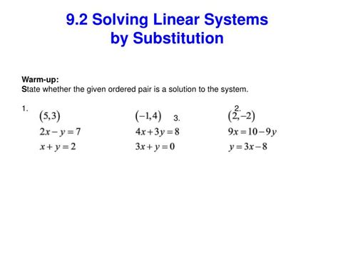 Ppt 92 Solving Linear Systems By Substitution Powerpoint Presentation Id2591580