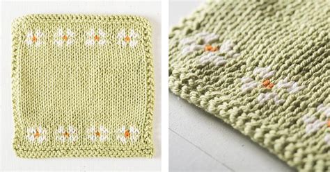 Daisies In Bloom Knit Dishcloth FREE Knitting Pattern