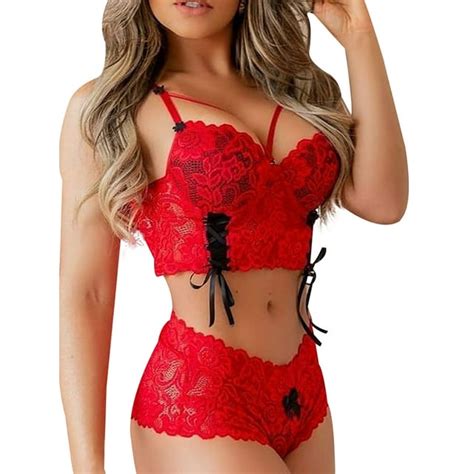 Julycc Womens Sexy Lingerie Lace Push Up Bra Panties Set Underwear Sleepwear