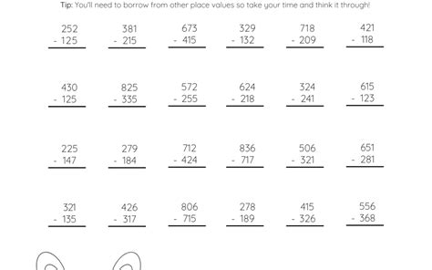 Subtraction Worksheet Subtracting 2 Digit Numbers