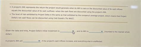 solved 3 understanding the irr and npv the net present