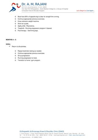 After Acl Reconstruction POSTSURGICAL ACL REHABILITATION PROTOCOL PDF