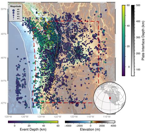Locations Of The Events Included In The ComCat Dataset The Red Dashed
