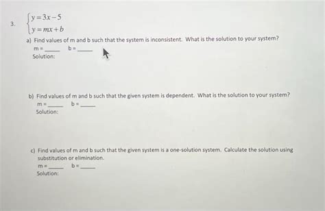 solved {y 3x−5y mx b a find values of m and b such that the