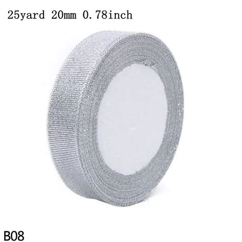 25 ярдов 10 15 20 25 мм Блестящий золотистый Серебристый шелковый атлас органза лента для Одежда