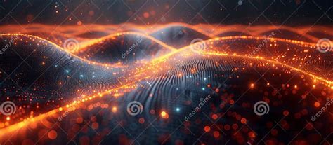 Experience The Sight Of Dynamic Glowing Waveforms In A Futuristic Digital Space Stock Image