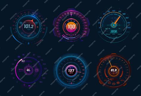 Premium Vector Car Speedometers Neon Dial Or Traffic Speed Gauge