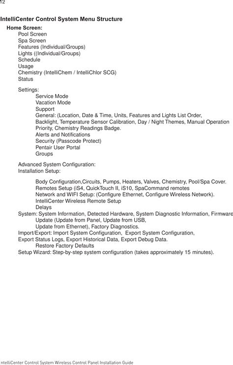 Pentair Aquatic Systems Ichndhld Intellicenter Wireless Remote Control User Manual 041217