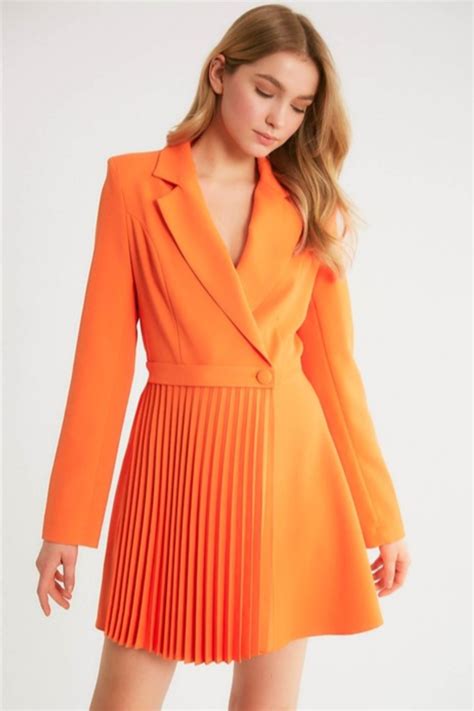 Rochie Orange Plisata Ematteo