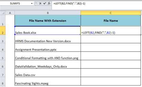 Excel Formula Remove File Extension From Filename