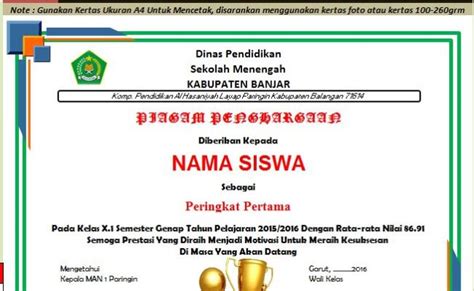 Detail Contoh Piagam Penghargaan Siswa Berprestasi Koleksi Nomer 9