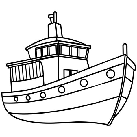 Boat Outline Illustration Digital Coloring Book Page Line Art Drawing