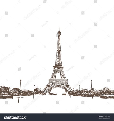 Eiffel Tower Sketch Hand Drawn Vector Stock Vector Royalty Free 232615918 Shutterstock