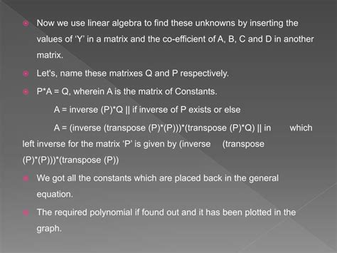 Curve Fitting Linear Algebra PPT