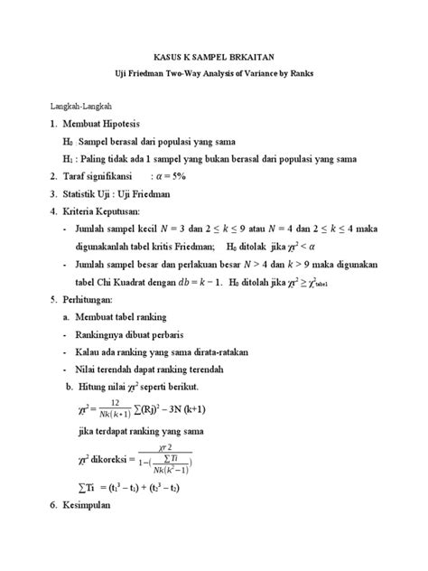 Kasus K Sampel Brkaitan Friedmans Two Way Analysi Pdf