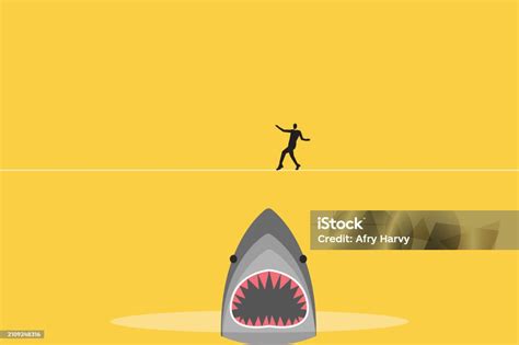 비즈니스 및 금융 위기 벡터 개념 사업가가 라인을 걷고 떨어지지 않으려고 노력 시장 붕괴 경기 침체 위험 파산 및 손실의 상징 Eps10 일러스트레이션 가격에 대한 스톡