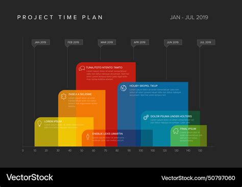 Dark Project Timeline Gantt Graph Diagram Schema Vector Image