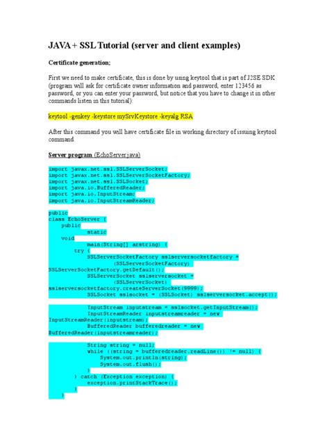 Secure Socket Connection In Java Pdf Java Programming Language