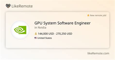 📩 Gpu System Software Engineer At 🏢 Nvidia Salary 💰144 000 Usd 270 250 Usd 📍remote Job In