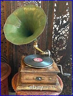 Solid HMV Gramophone Fully Functional Working Fhonograpf Win Up Record
