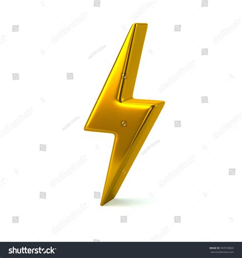 흰색 배경에 격리된 골든 썬더볼트 아이콘 스톡 일러스트 597078803 Shutterstock