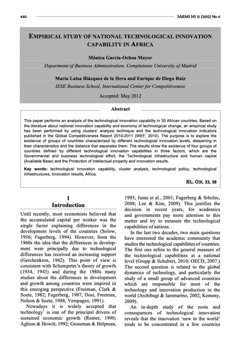 Empirical Study Of National Technological Innovation Capability In