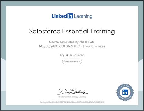 Completed Salesforce Essential Training Akash Patil Posted On The