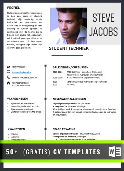 Cv Voorbeeld Zakelijke Templates Gratis Een Professioneel CV Maken